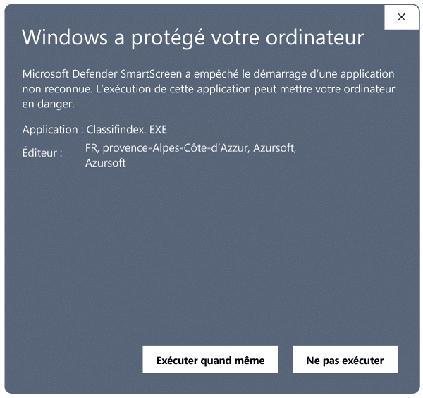 Classifindex pour Windows – CNRS Prévention du risque chimique